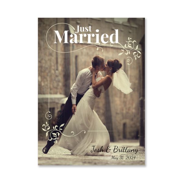 Just Married Script Wedding Announcement Card