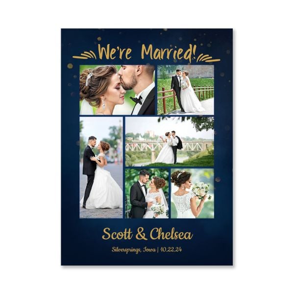 We’re Married Collage Wedding Announcement Card